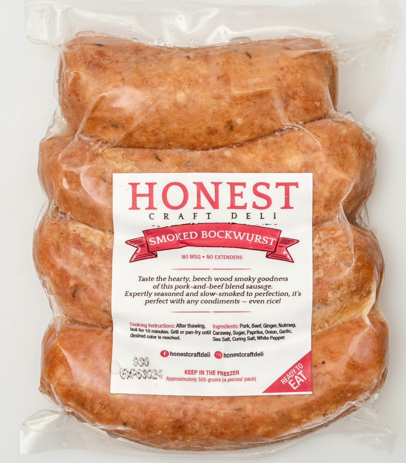 Smoked Bockwurst (Approx. 500g) – Honest Craft Deli